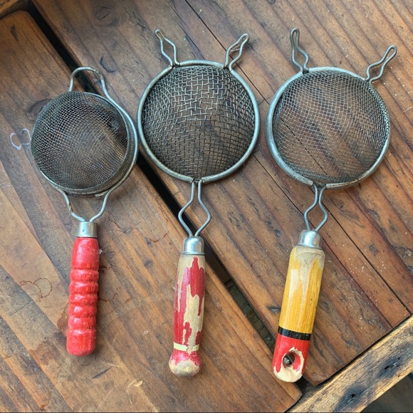 Vintage | Kitchen | Vintage Wooden Stainless Hand Strainers | Poshmark